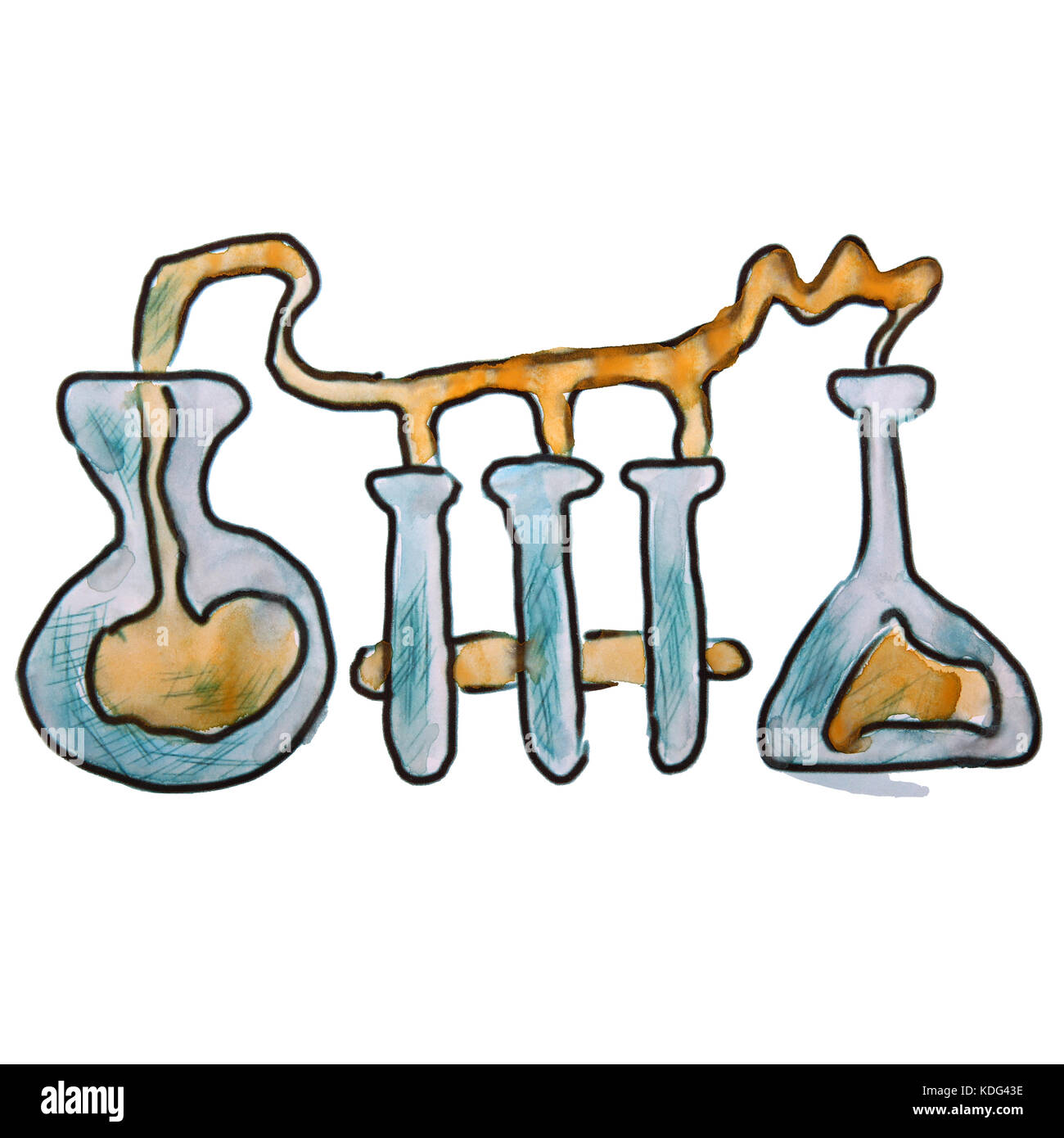 watercolor tubes blue cartoon figure, isolated on white background ...