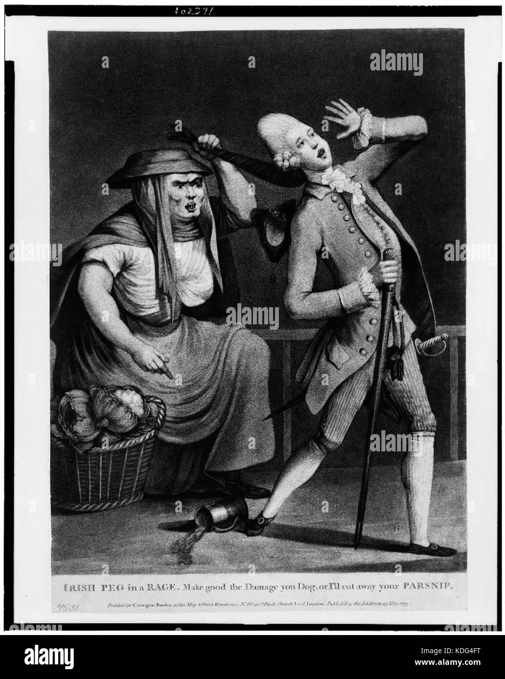 Irish peg in a rage. Make good the damage you dog, or I'll cut away ...