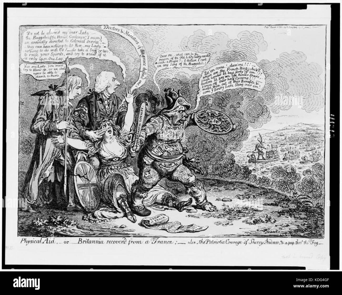 This historical illustration portrays Britannia recovering from a ...