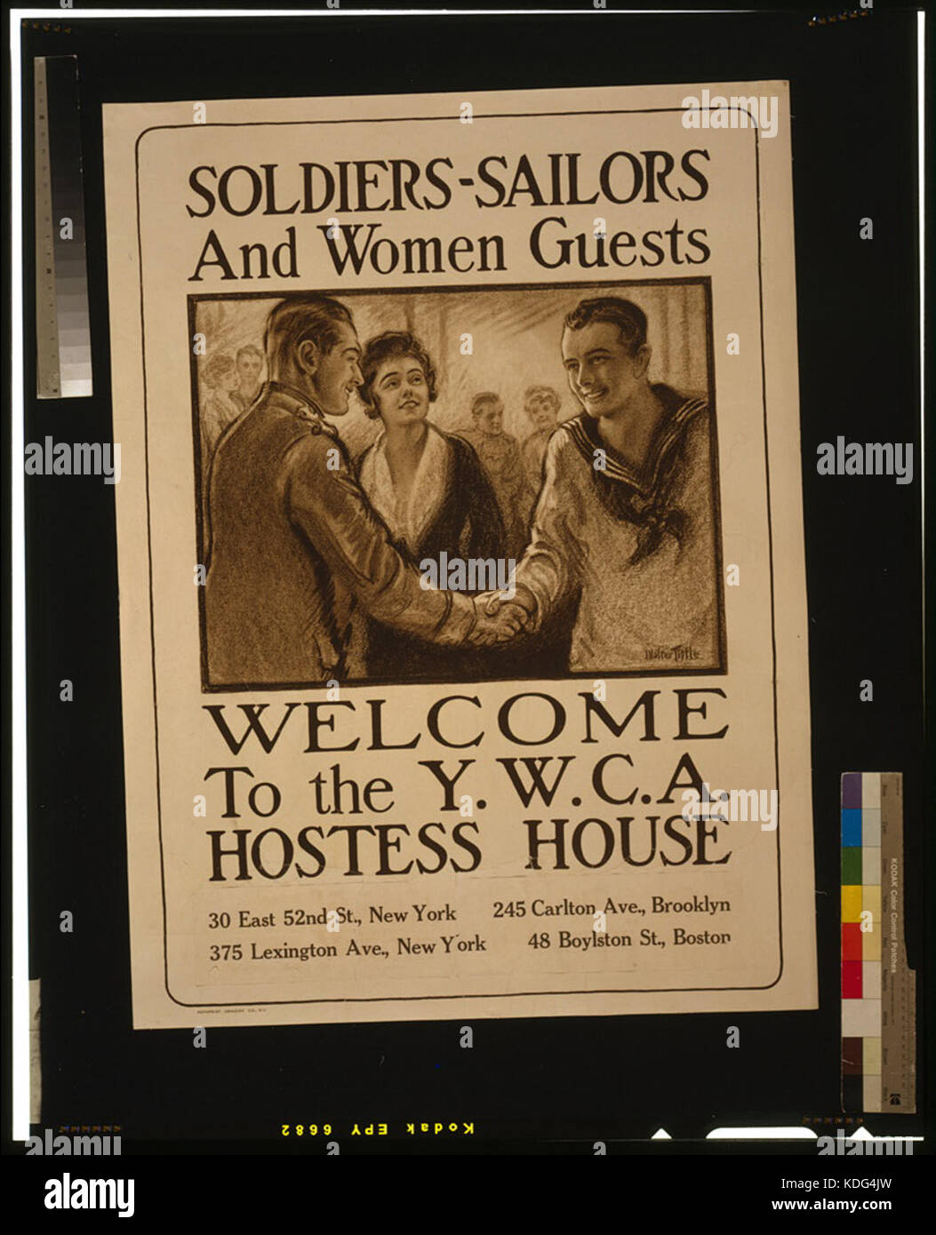 Soldiers sailors and women guests Welcome to the Y.W.C.A. hostess house ...