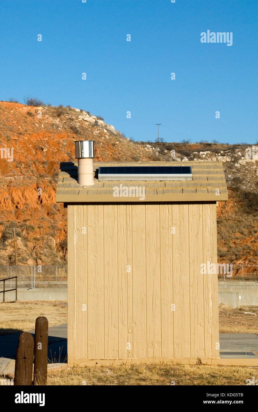 SOLAR POWER ON OUTDOOR TOILET Stock Photo - Alamy