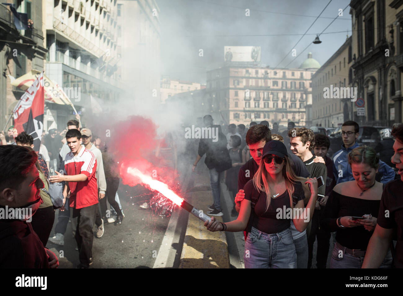 Naples, Italy. 13th Oct, 2017. Protesters held a student mobilization ...