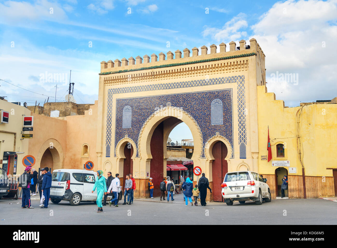 Fez, Morocco - Jan 14, 2017: Bab Boujloud, or the Blue Gate to old ...