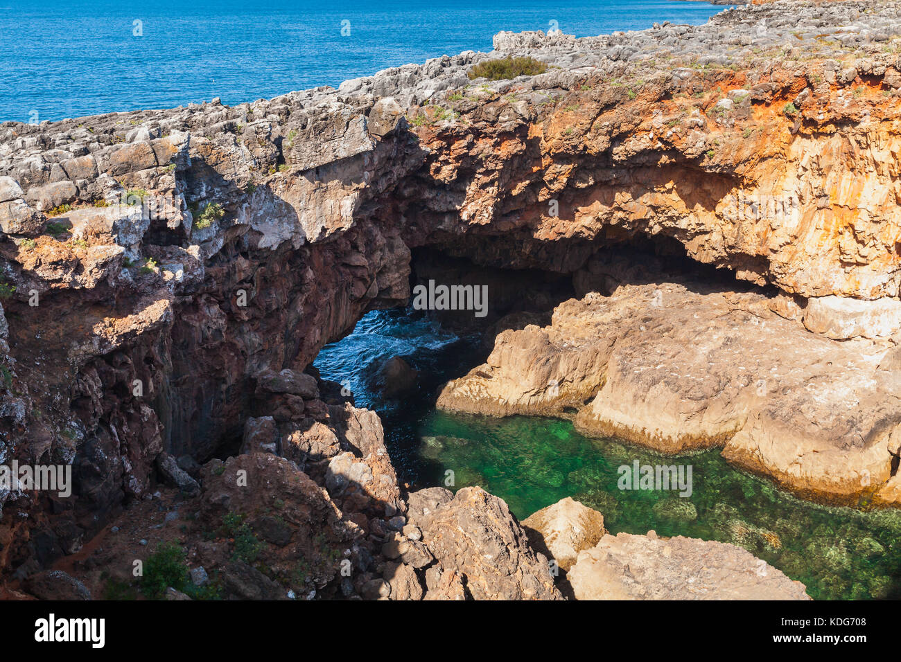 Boca do Inferno. Hell's Mouth chasm located in seaside cliffs. Natural ...