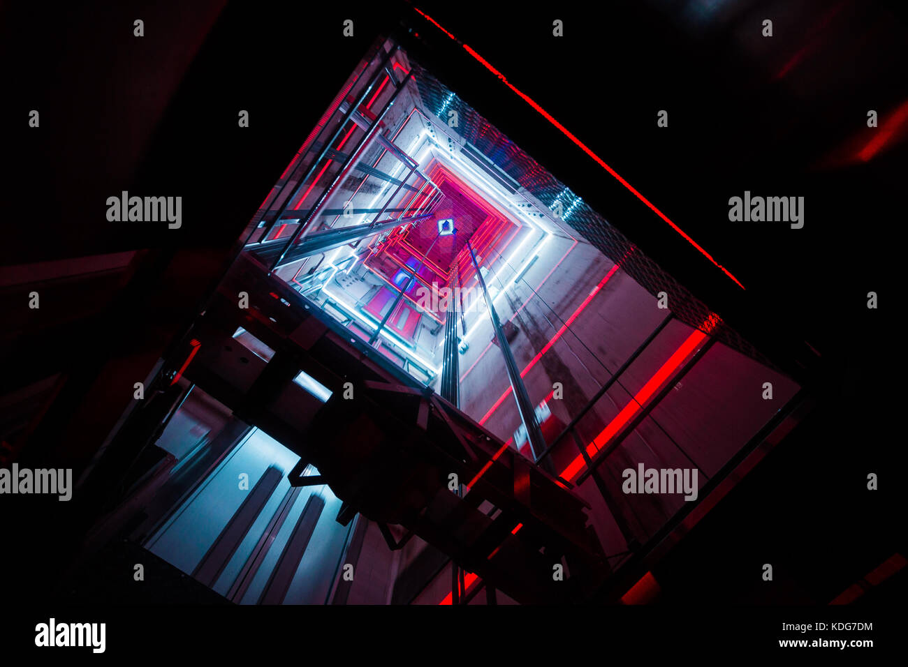 Illumination in a glass elevator Stock Photo - Alamy