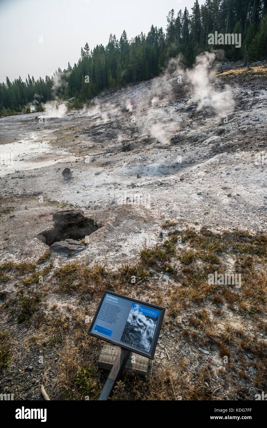Geo-thermal landscape scenery at Norris Geyser Basin in West ...