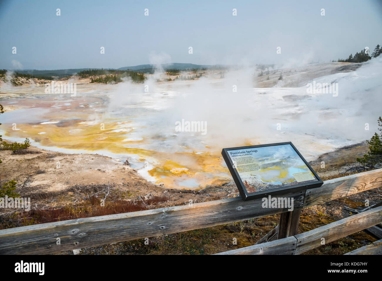Geo-thermal landscape scenery at Norris Geyser Basin in West ...