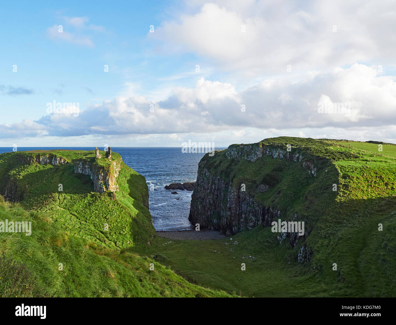 Dunseverick Castle near the Giants Causeway on the Antrim Coast ...