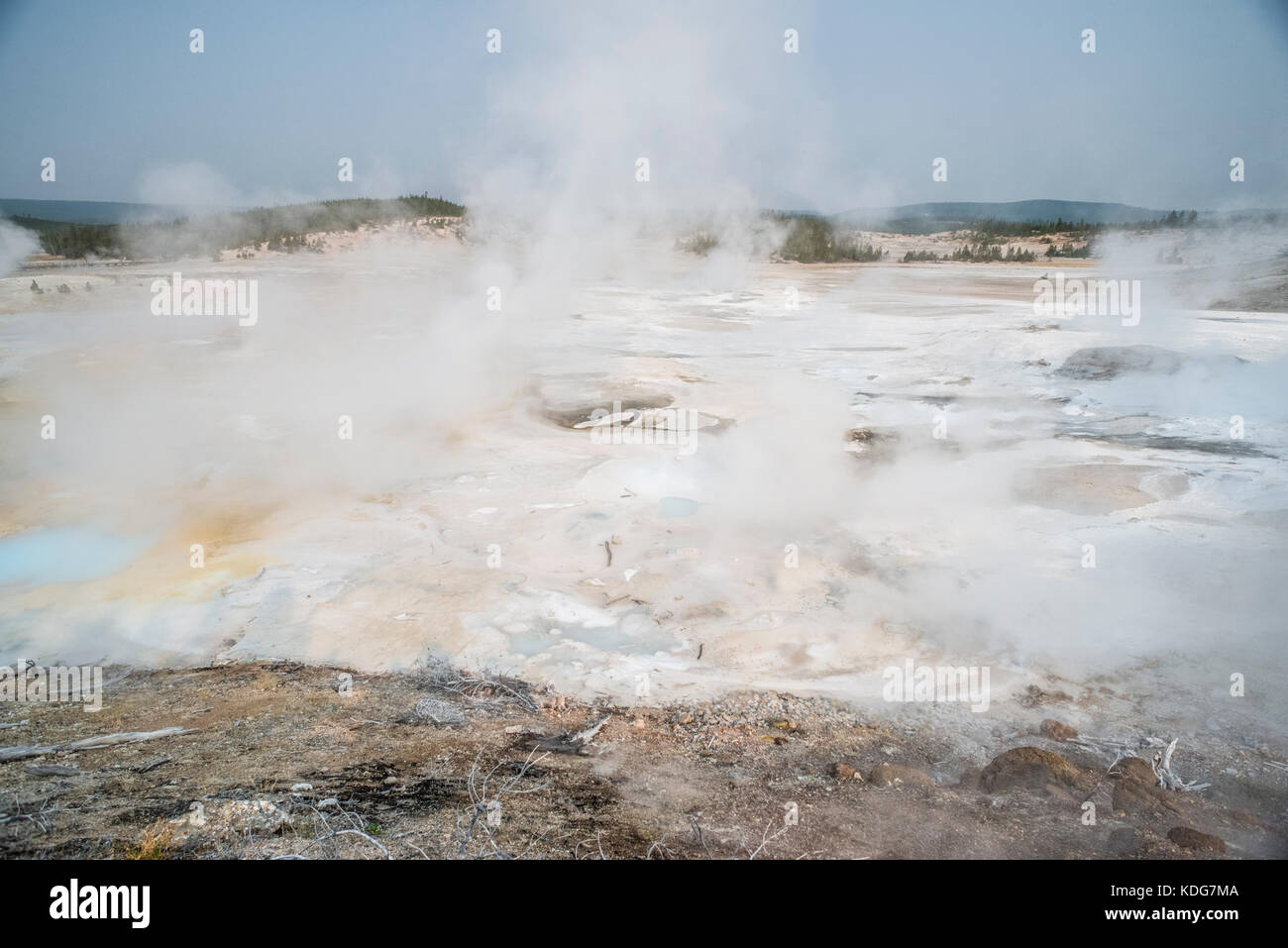 Geo-thermal landscape scenery at Norris Geyser Basin in West ...