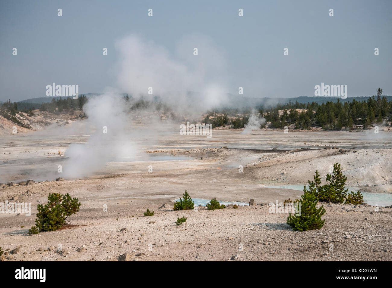 Geo-thermal landscape scenery at Norris Geyser Basin in West ...