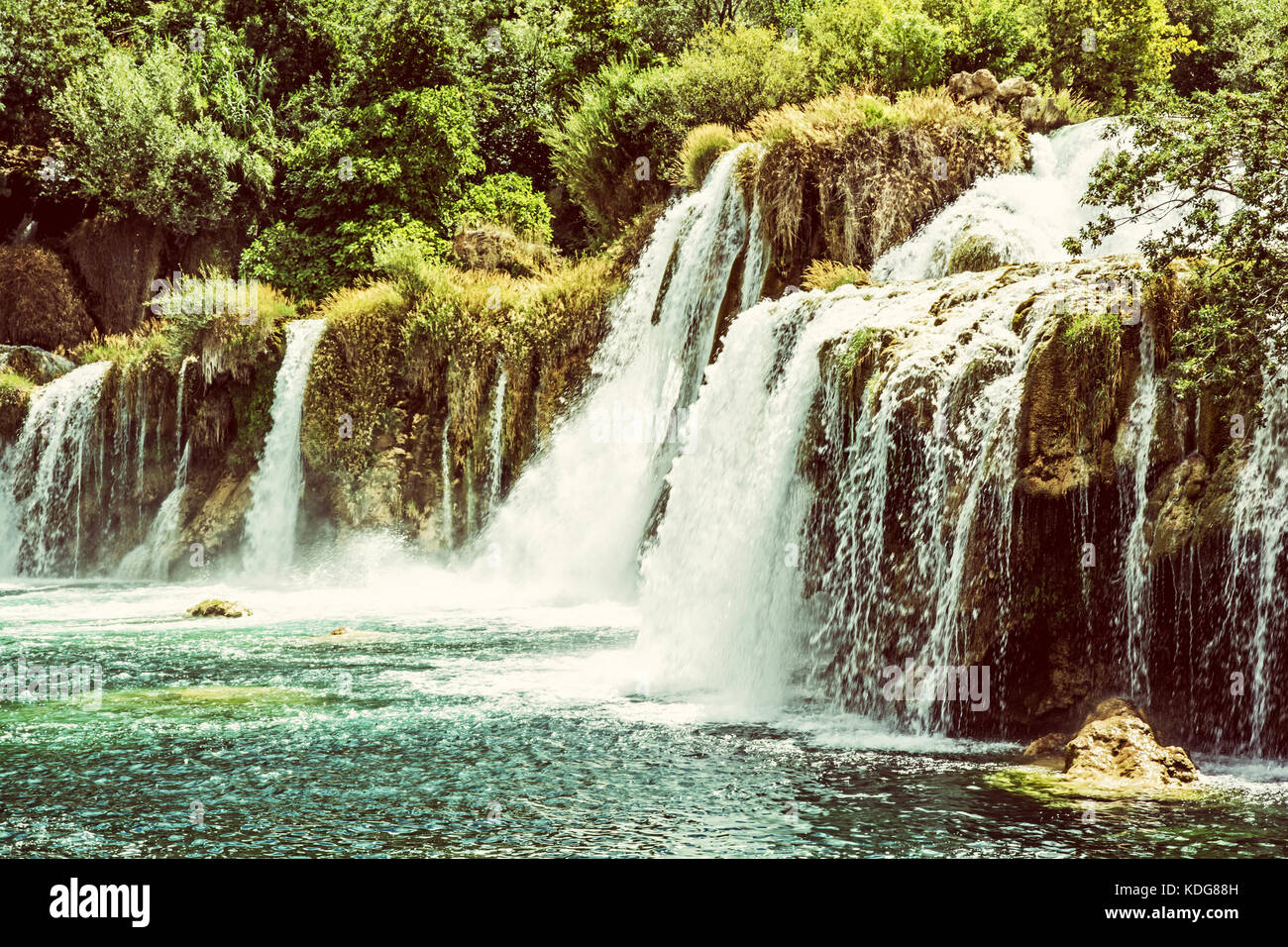 Krka waterfalls. Croatian national park. Beautiful natural scene ...