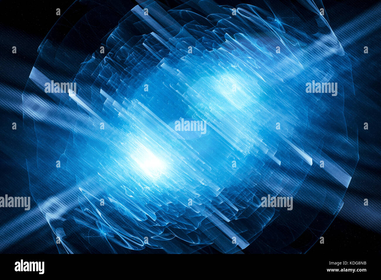 Blue glowing quantum in excited state bursting light, computer generated abstract background, 3D ...