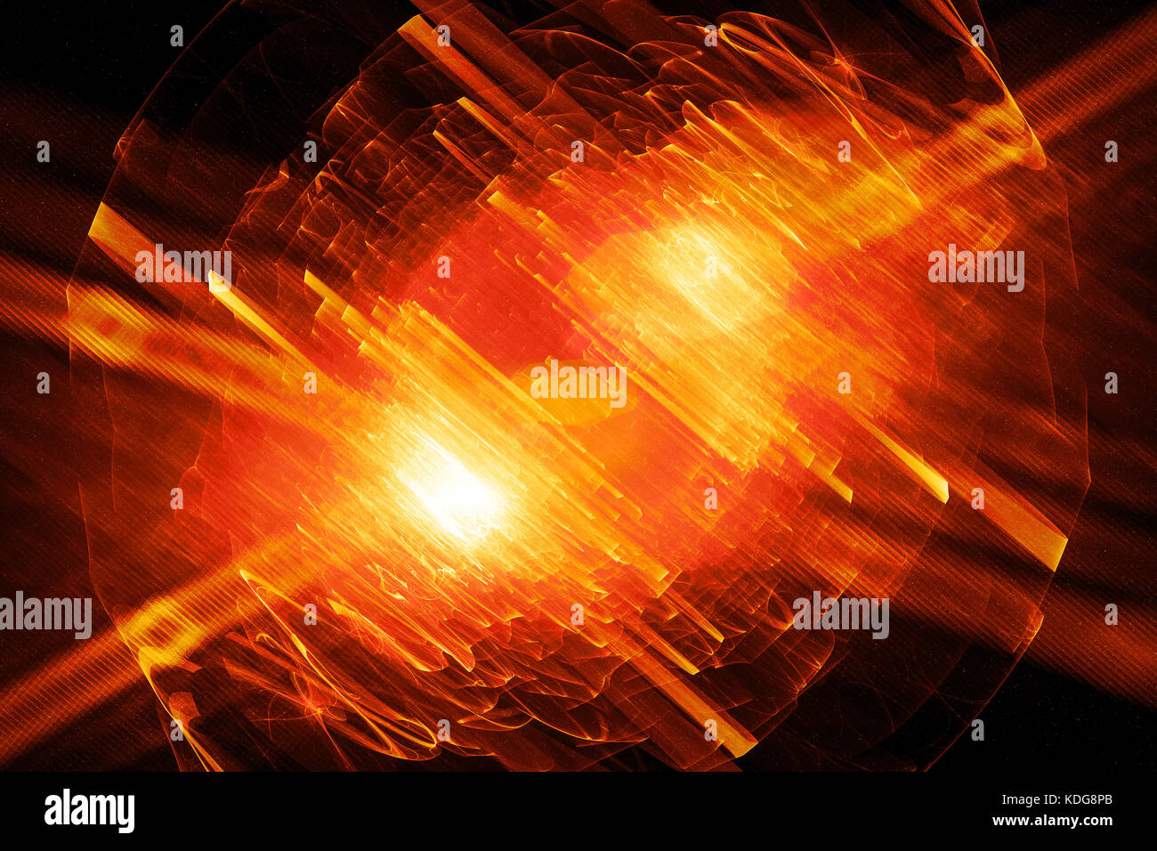 Fiery glowing quantum in excited state bursting light, computer generated abstract background ...
