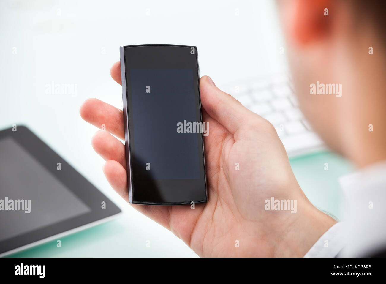 Close-up Of Person's Hand Holding Cell Phone Stock Photo - Alamy