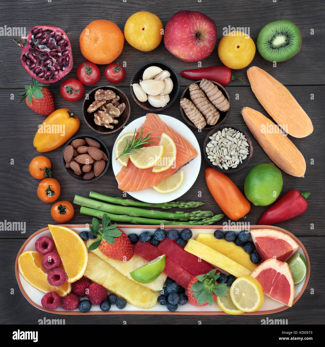 Healthy diet food to promote heart health with super foods of salmon ...