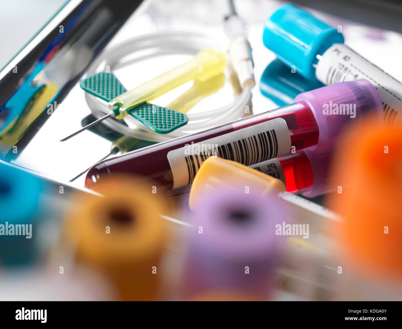 Blood collection kit with medical samples Stock Photo - Alamy