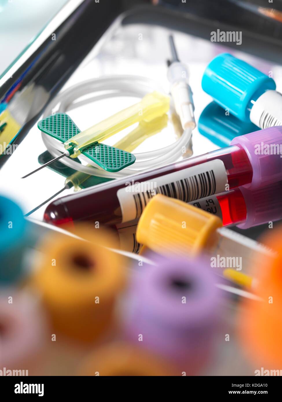 Blood collection kit with medical samples Stock Photo - Alamy
