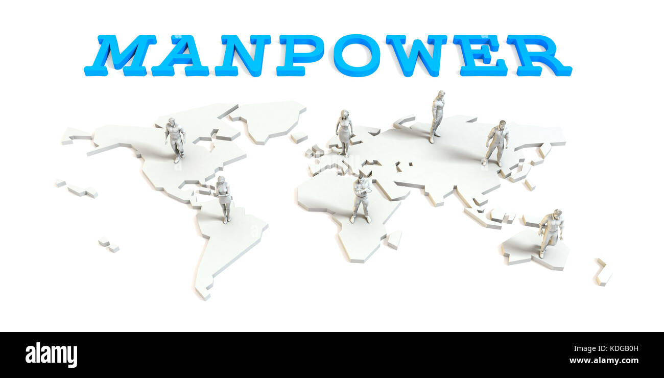 Manpower Global Business Abstract with People Standing on Map Stock ...