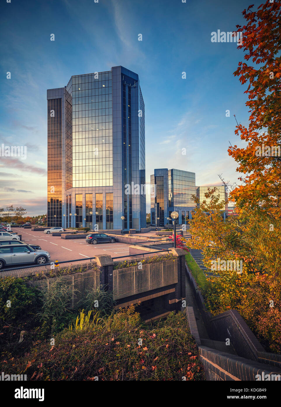 Telford Plaza Centre and Surrounding Car Park at Autumn Stock Photo - Alamy