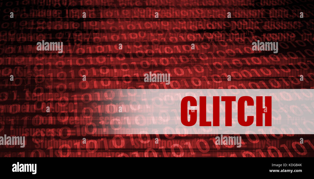 Glitch Security Warning on Red Binary Technology Background Stock Photo ...