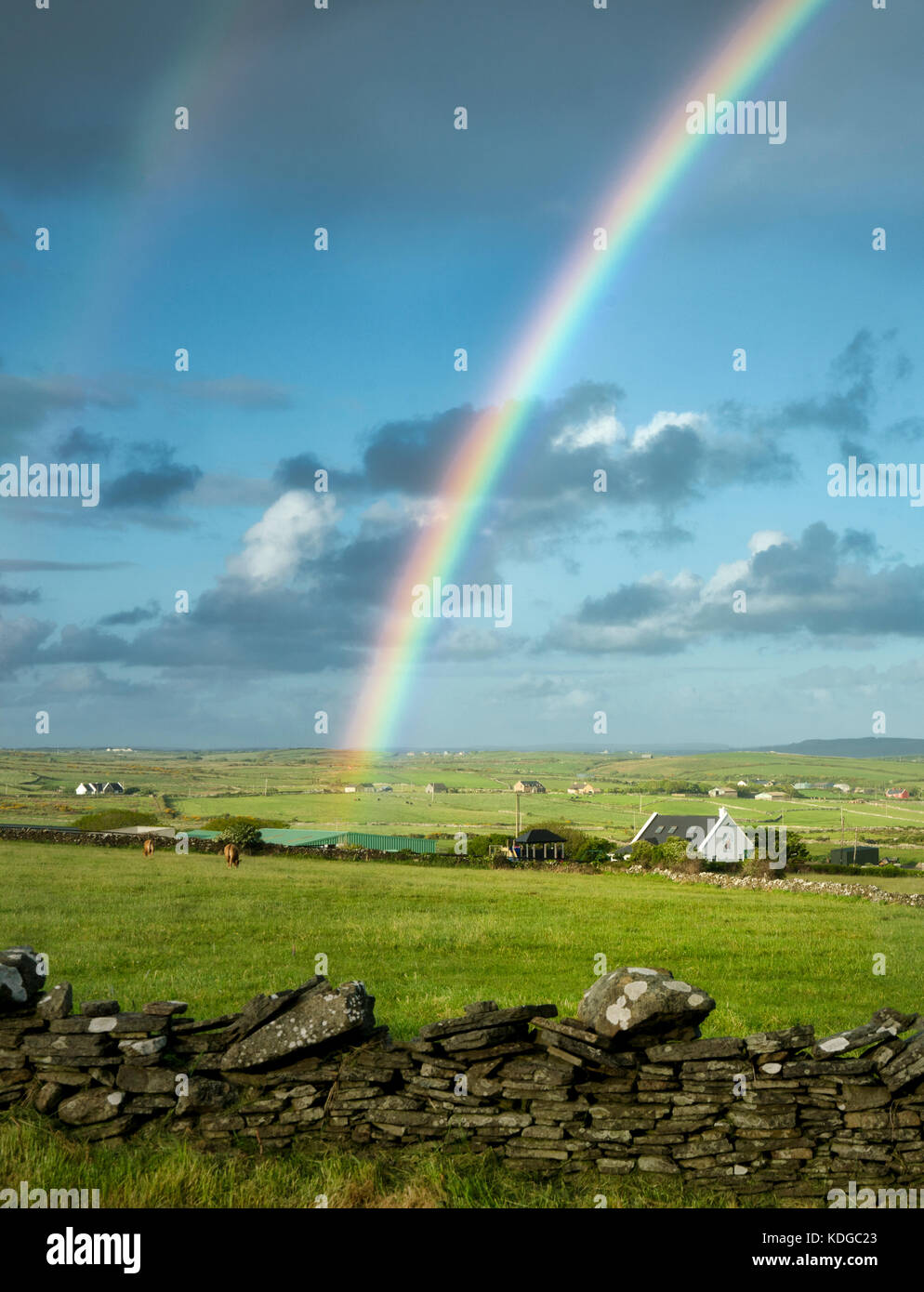 Rainbow over pasture. County Clare, Ireland Stock Photo - Alamy