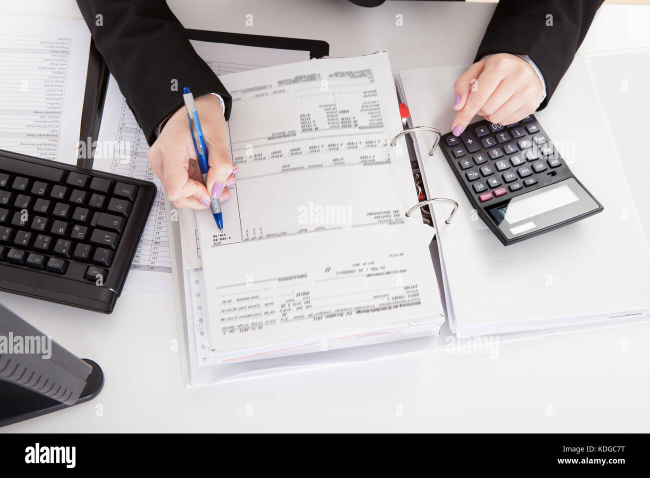 Close-up Of Accountant Woman Working In Office Stock Photo - Alamy