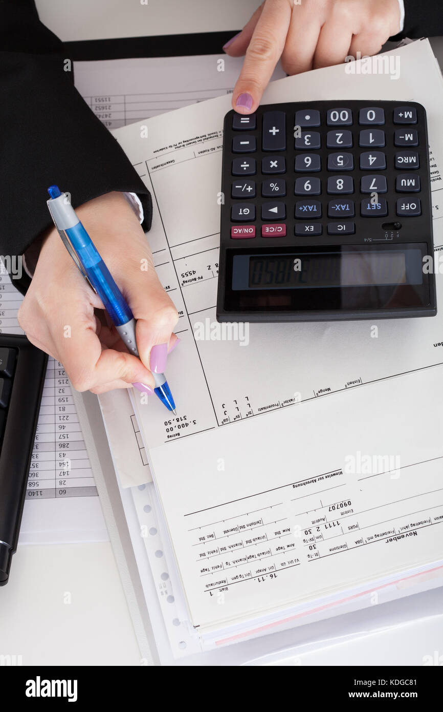 Close-up Of Accountant Woman Working In Office Stock Photo - Alamy