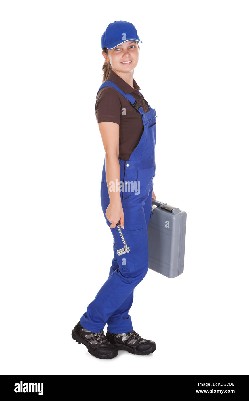 Female mechanic smiling Cut Out Stock Images & Pictures - Alamy