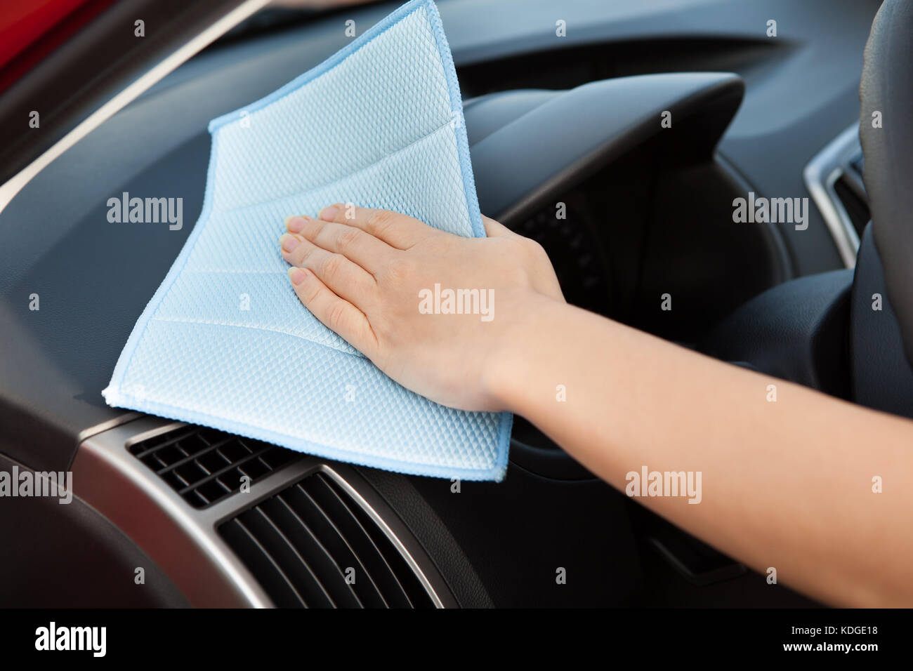 Close-up Of Hand Washing A Car Interior Stock Photo - Alamy