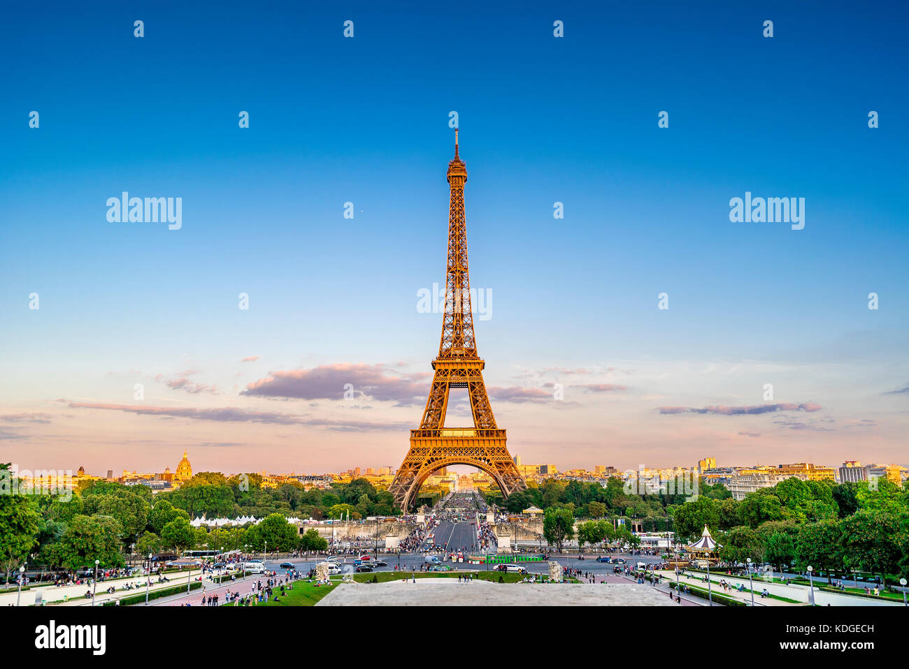 Eiffel Tower at sunset viewed from Trocadero. Paris, France Stock Photo ...