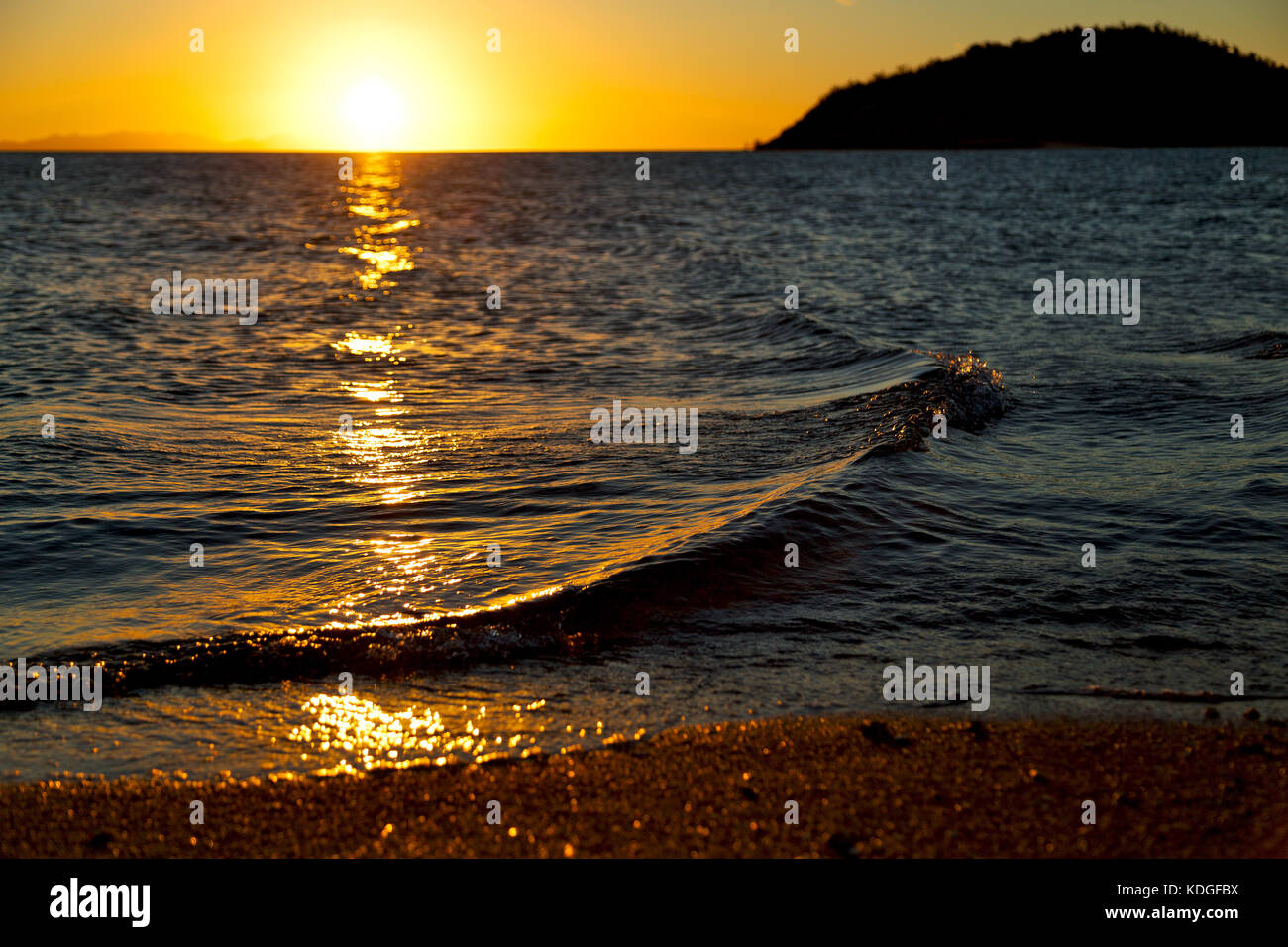 in australia the sunset in the ocean like concept of relax and holiday ...
