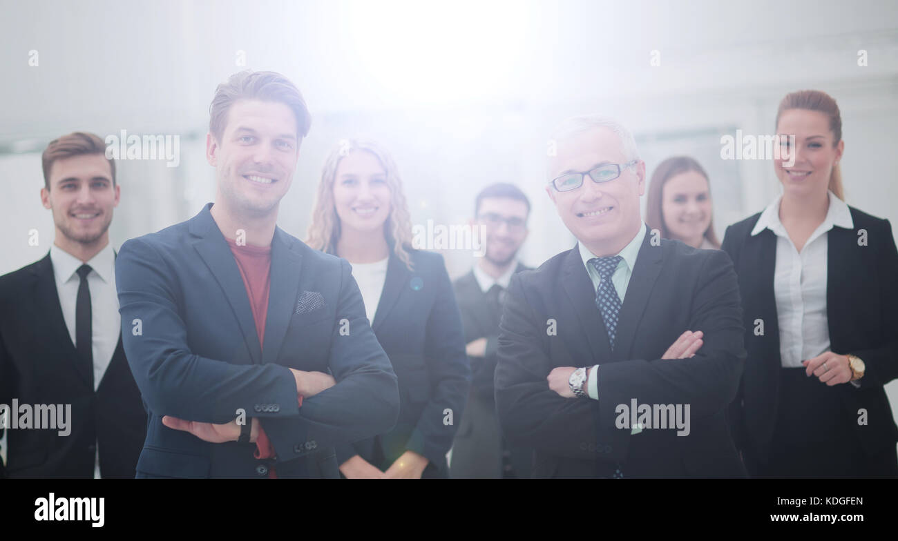 The team of the successful people with their boss Stock Photo - Alamy