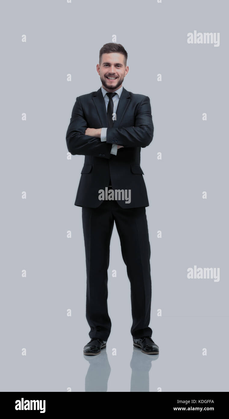 Handsome businessman standing isolated on white background Stock Photo ...