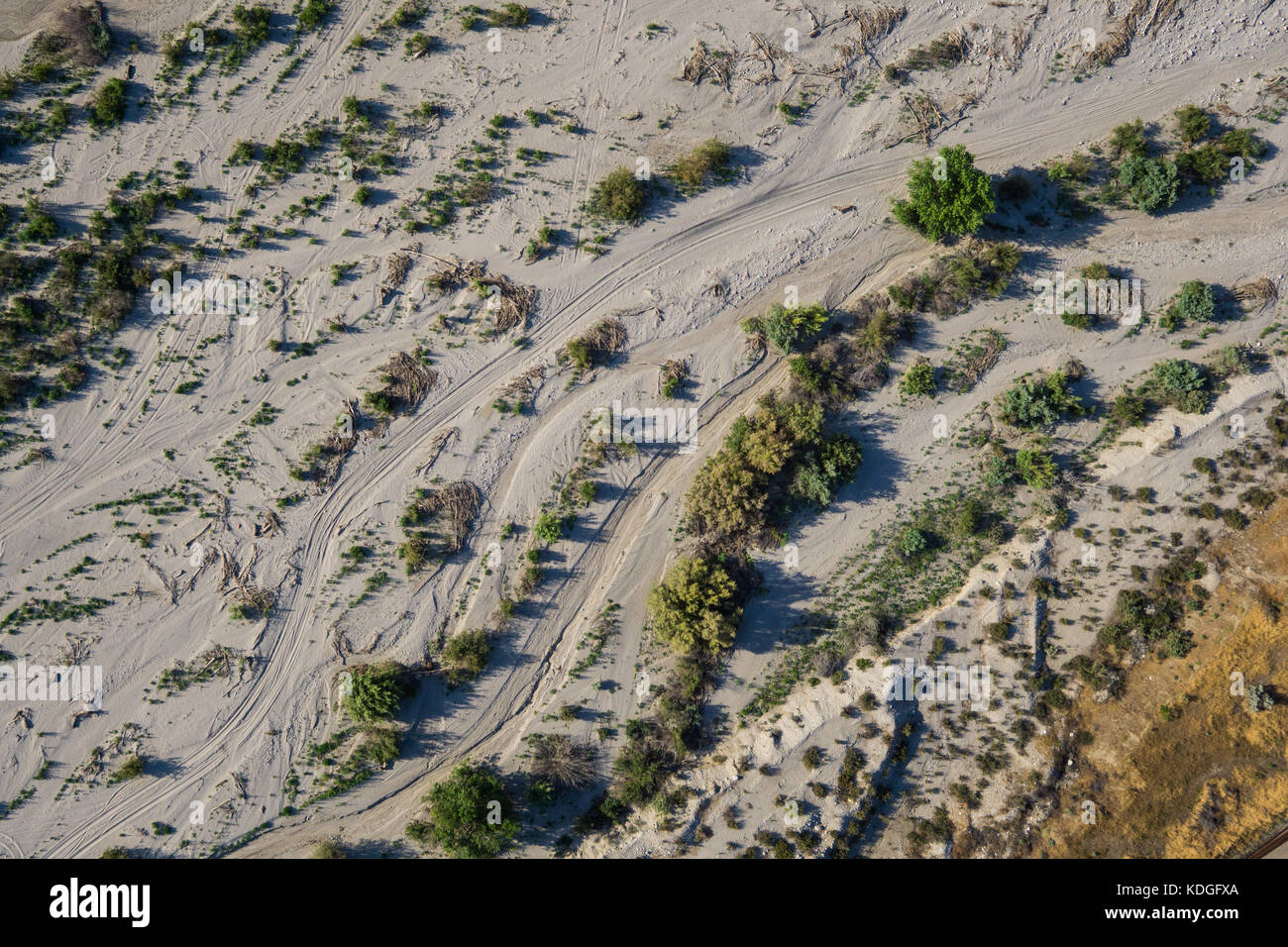 Desert sand and brush form patterns in the dry southwestern climate ...