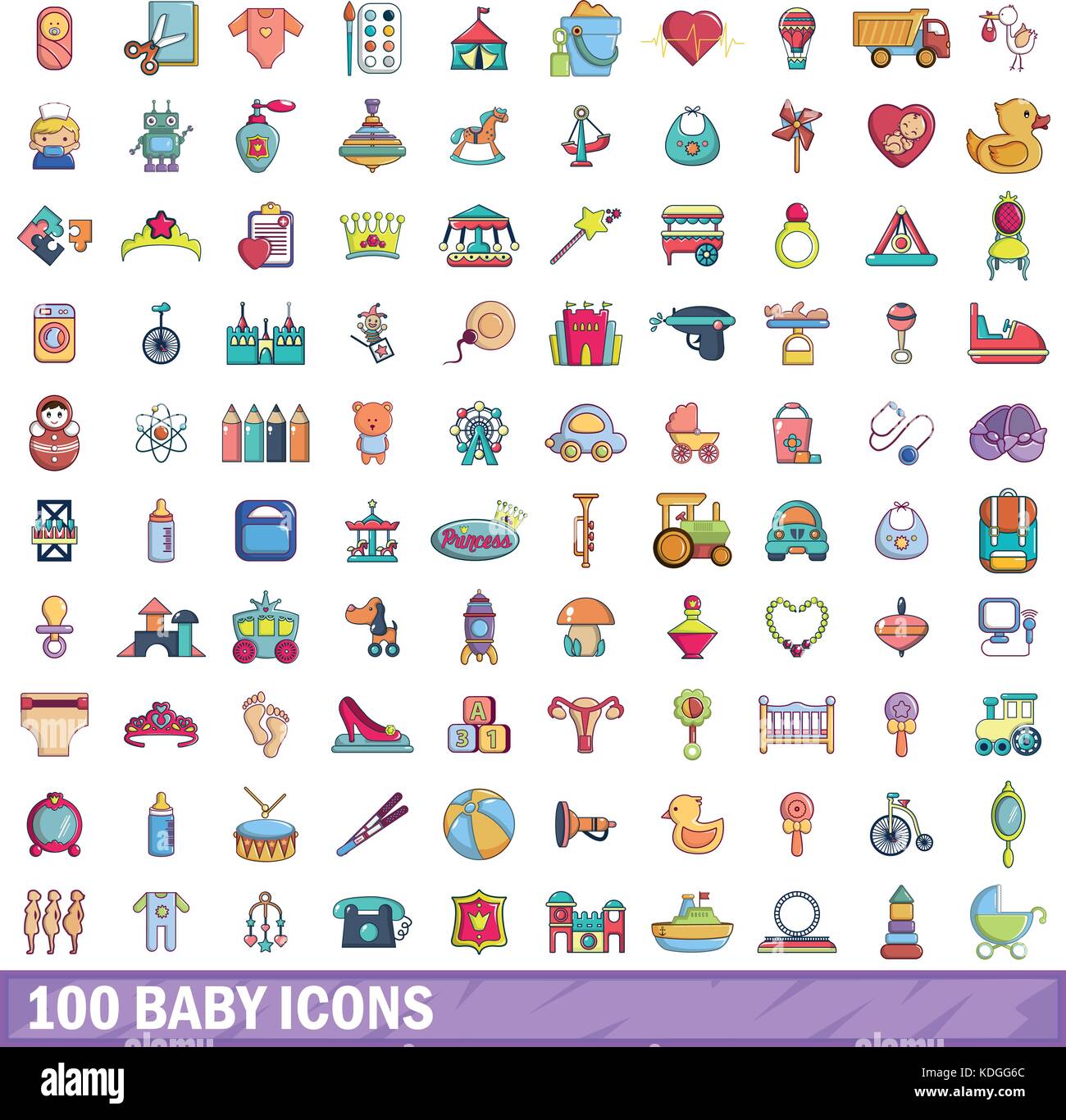 100 baby icons set, cartoon style Stock Vector Image & Art - Alamy