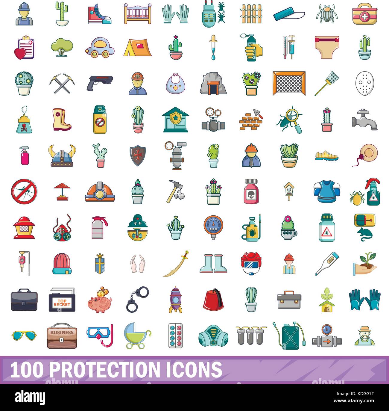 100 protection icons set, cartoon style Stock Vector Image & Art - Alamy