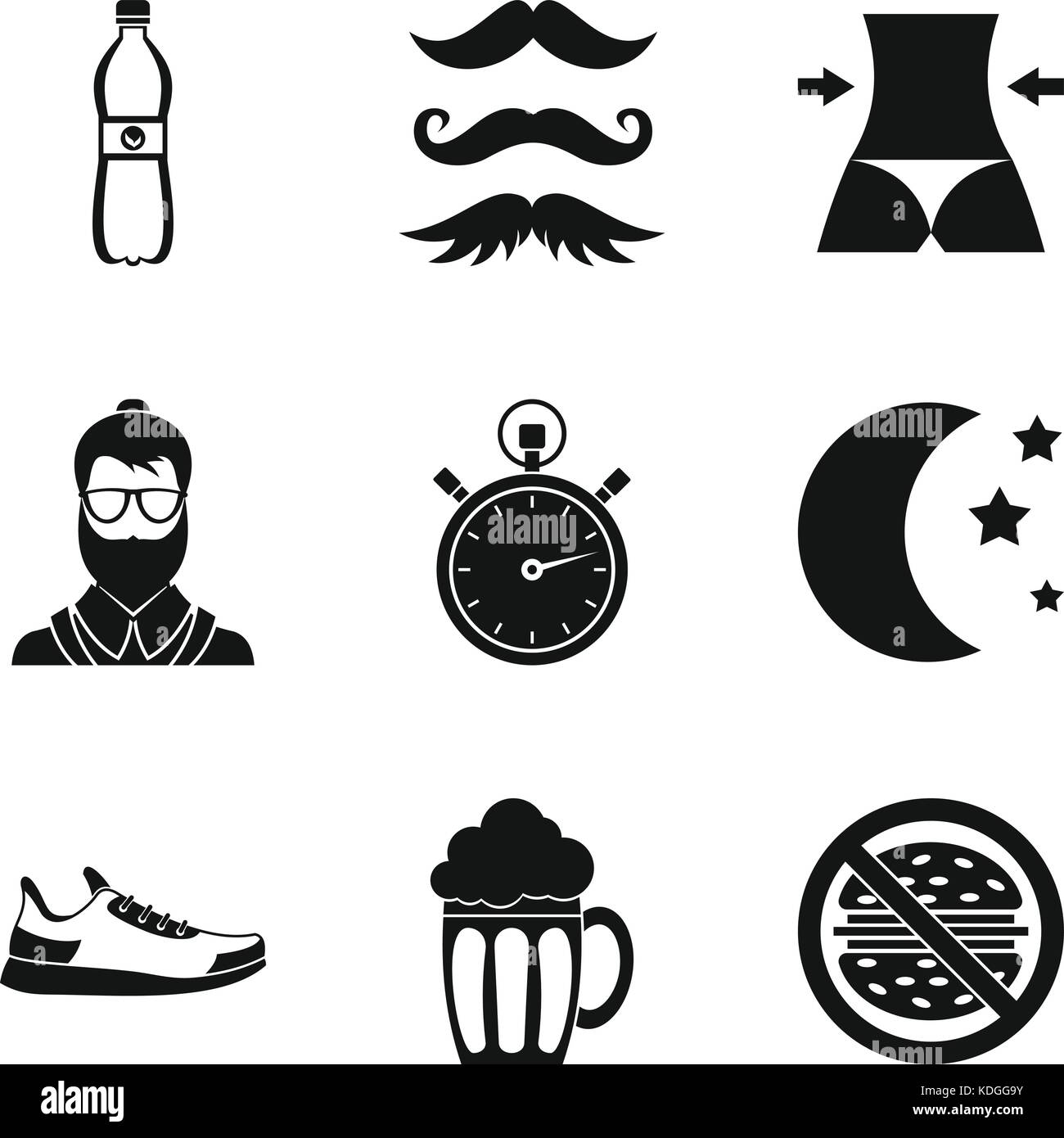 Whiskers icons set, simple style Stock Vector Image & Art - Alamy