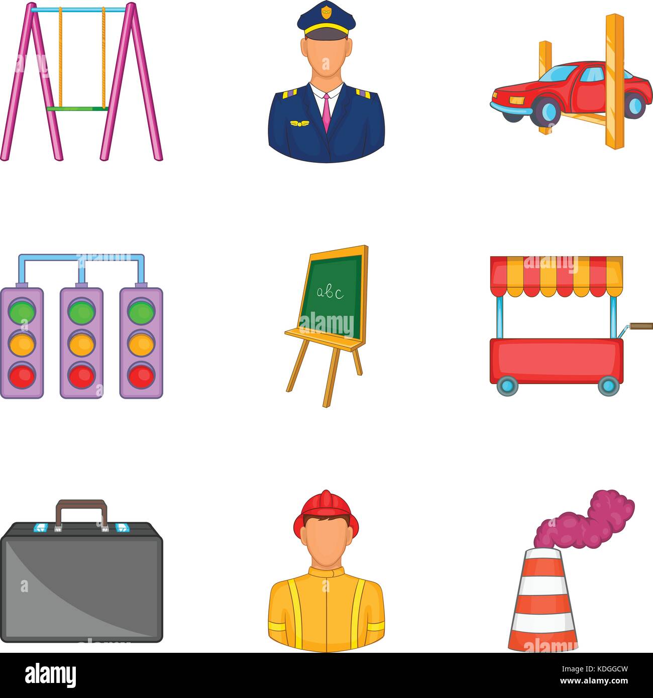 Big city icons set, cartoon style Stock Vector Image & Art - Alamy