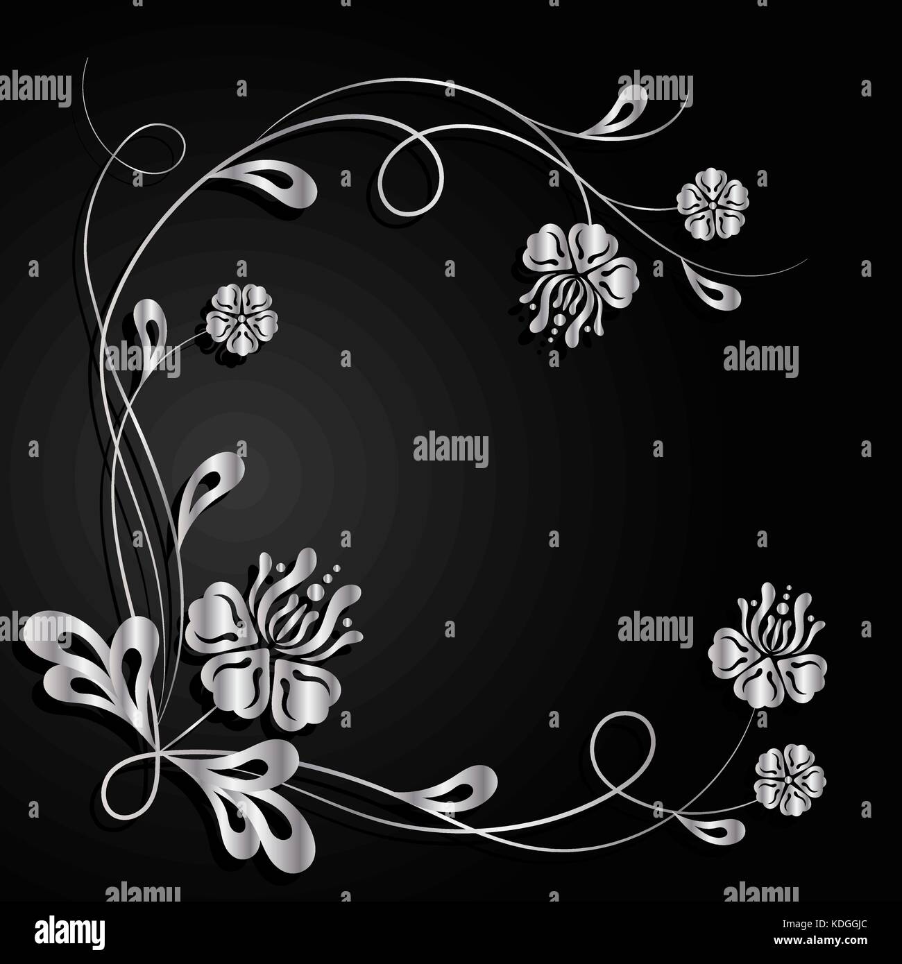 Silver flowers with shadow on dark background Stock Vector Image & Art ...