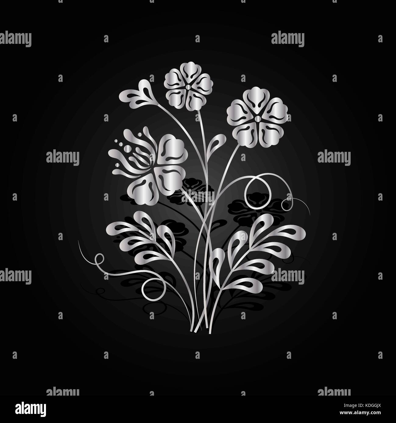 Silver flowers with shadow on dark background Stock Vector Image & Art ...