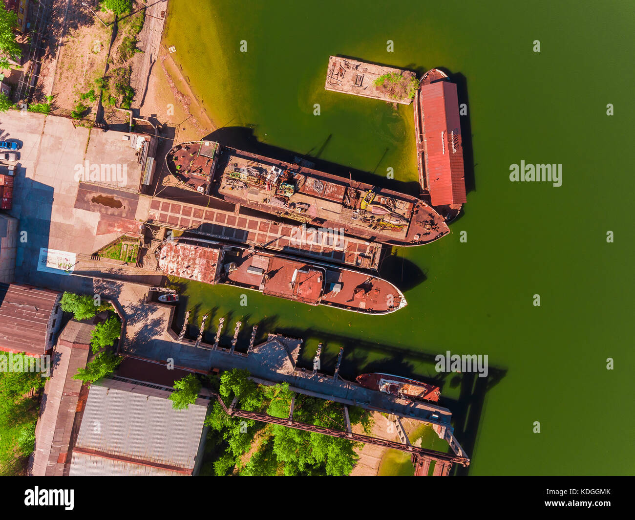 Water two moored barges hi-res stock photography and images - Alamy