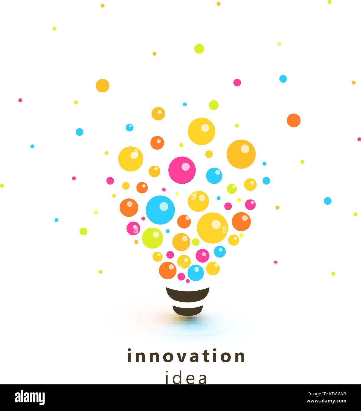 Bright colorful lightbulb, abstract Innovation idea logo. Lamp made of ...