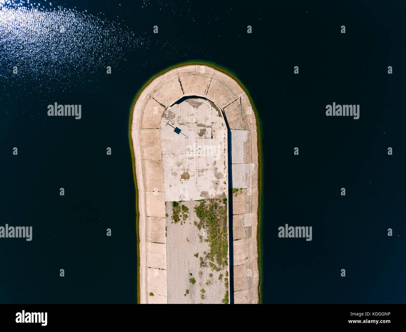 Aerial view of breakwater at sea, mole, pier, cutwater Stock Photo - Alamy