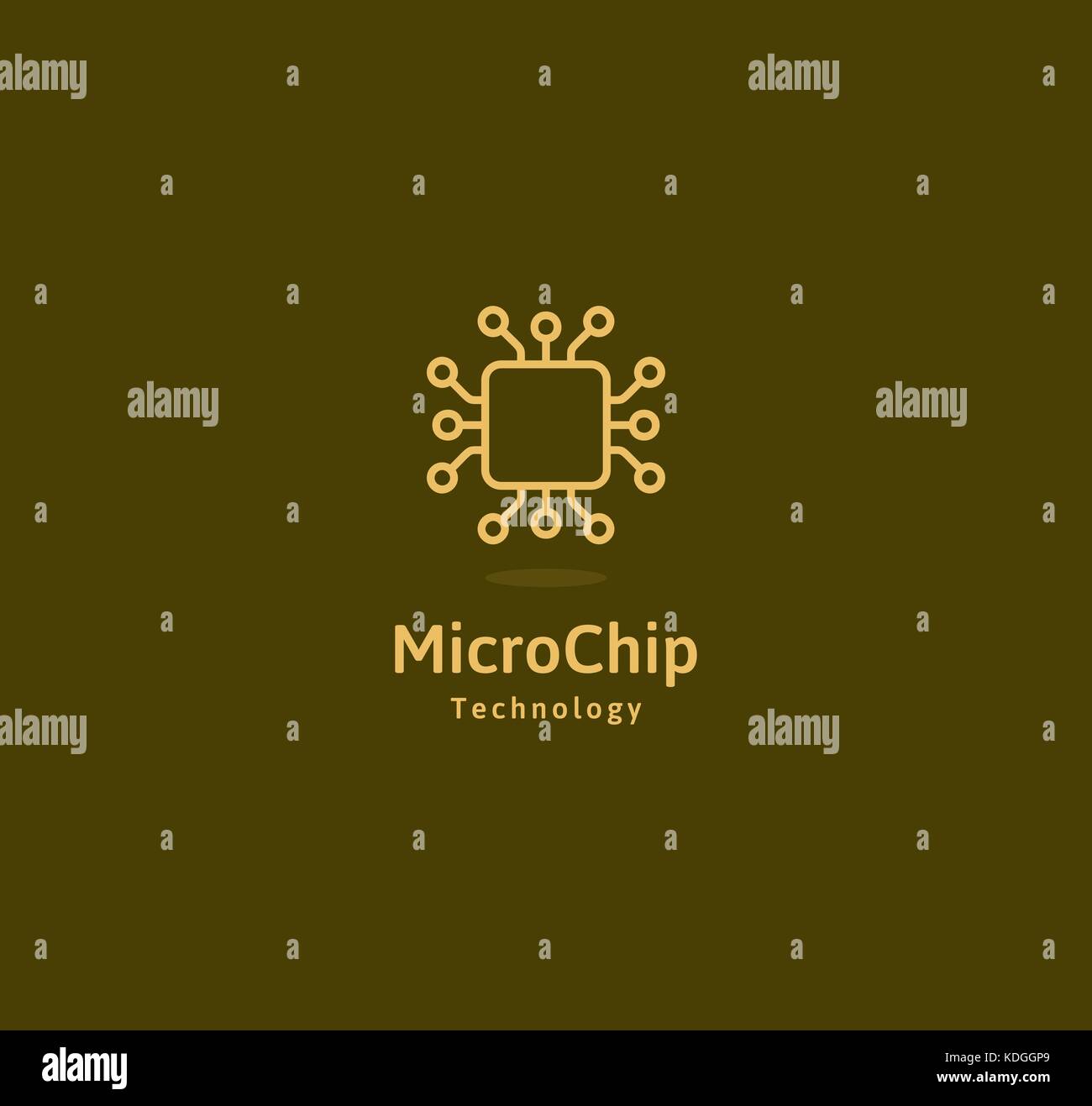 Microchip abstract linear vector logo. Microprocessor plain icon ...