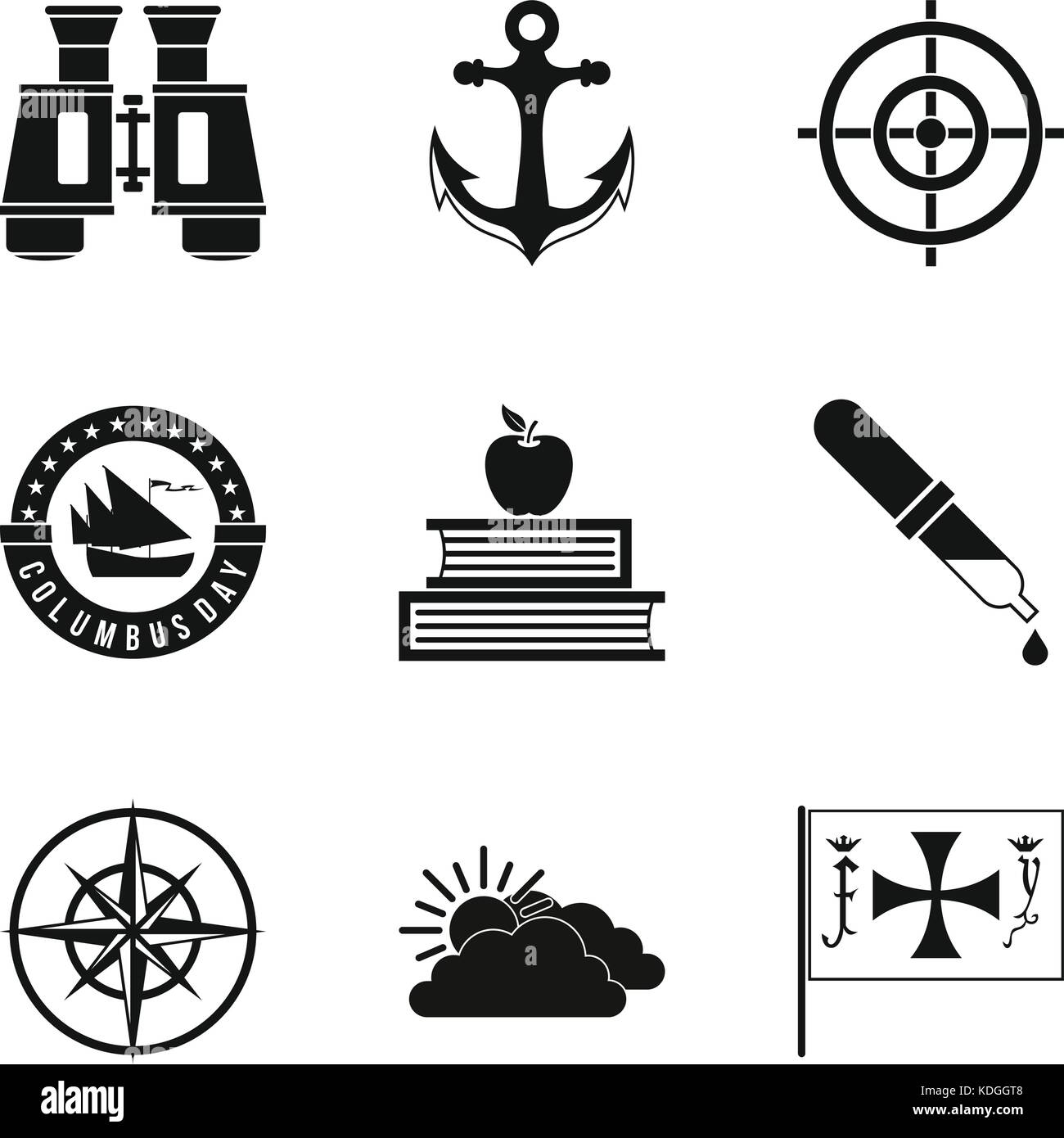 Maritime navigation icons set, simple style Stock Vector Image & Art ...