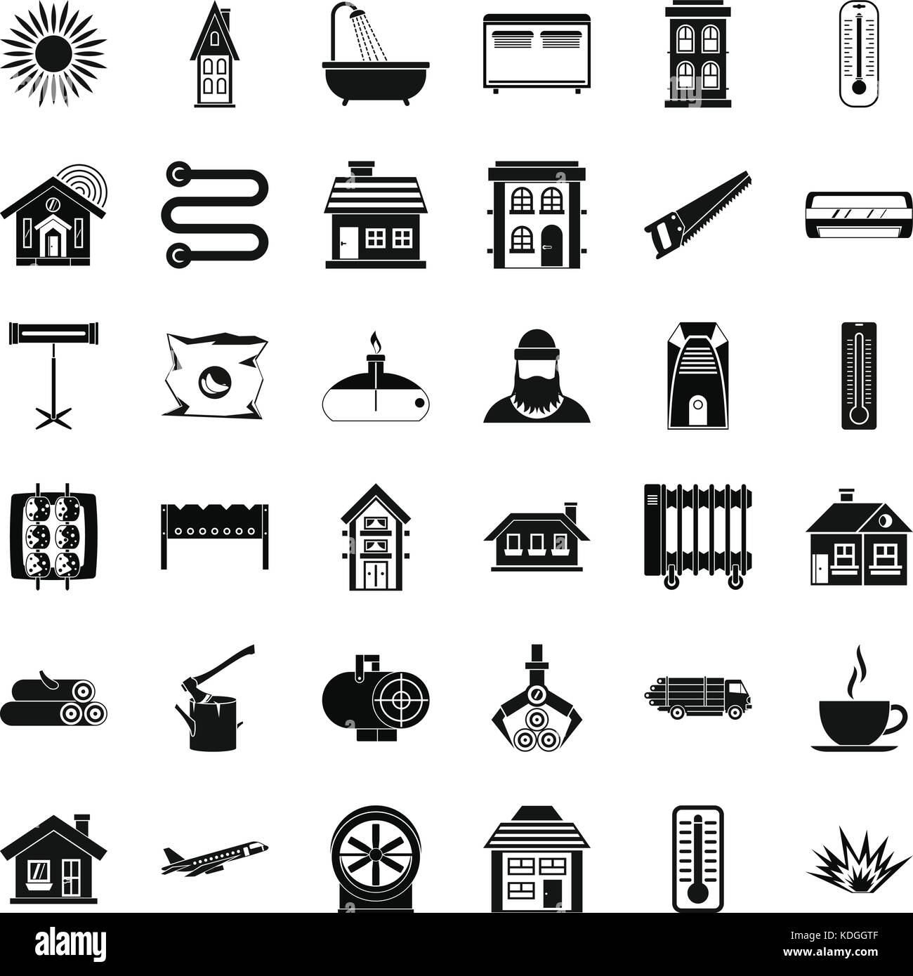 Warm icons set, simple style Stock Vector Image & Art - Alamy