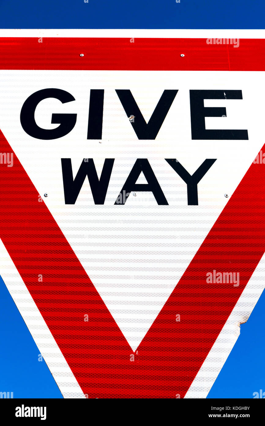 in australia the road street signal of give way Stock Photo - Alamy