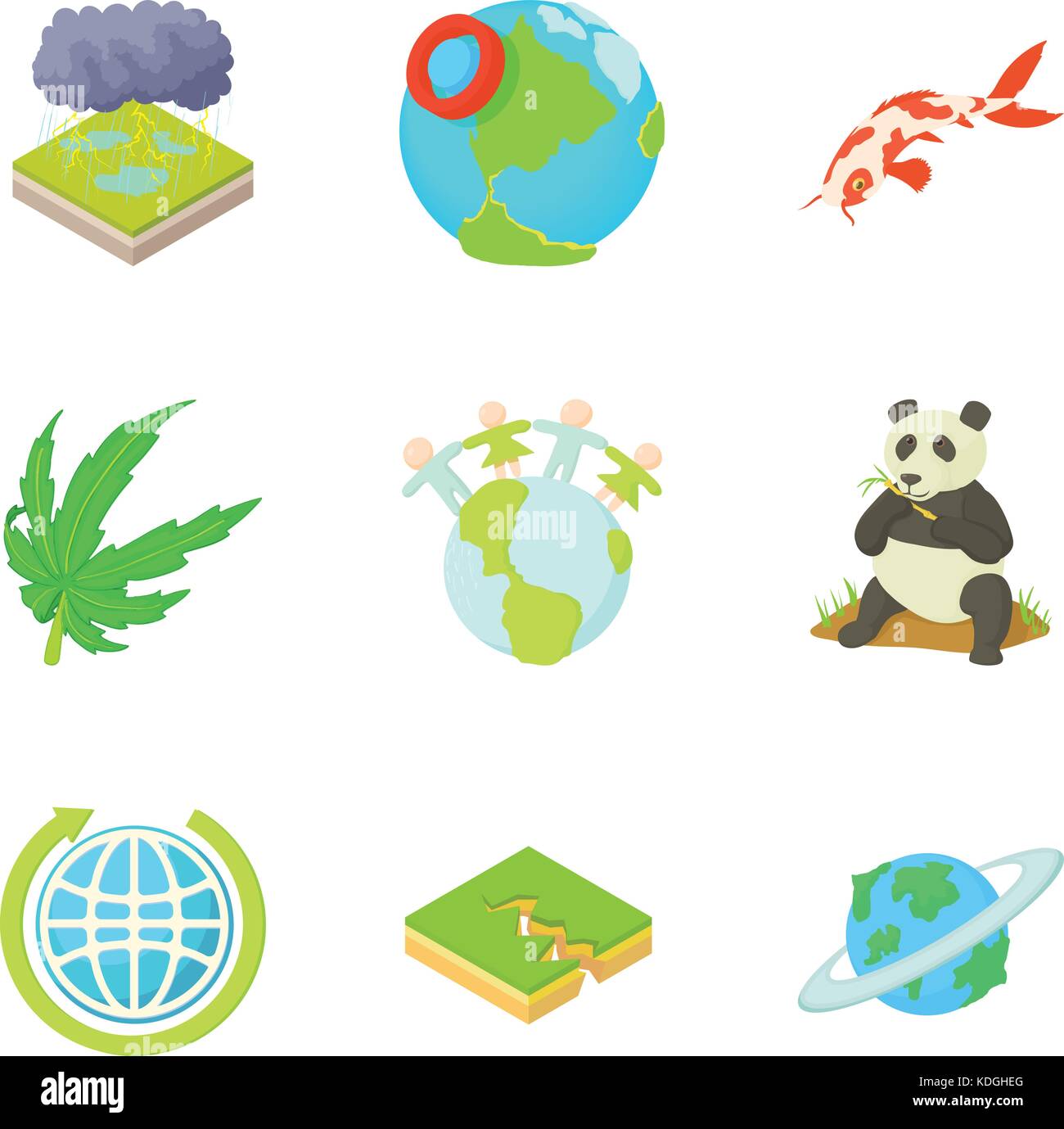 Green planet icons set, cartoon style Stock Vector Image & Art - Alamy