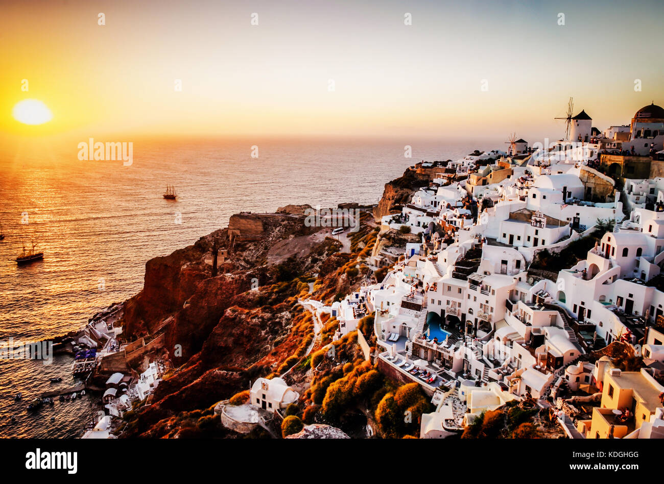 Sunset Oia Santorini Greece Stock Photo - Alamy