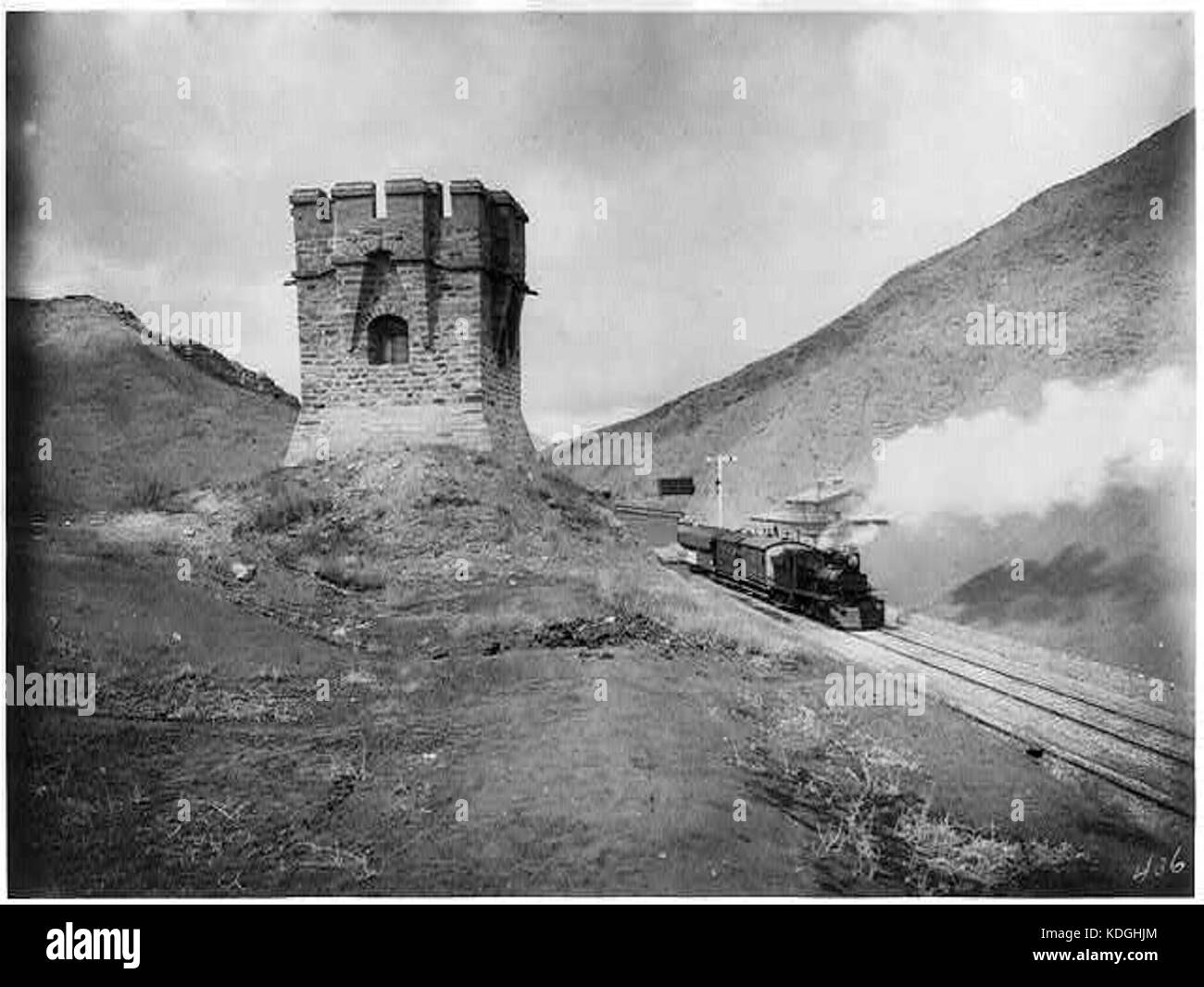 Kach Station and blockhouse near the divide between Harnai and Quetta ...